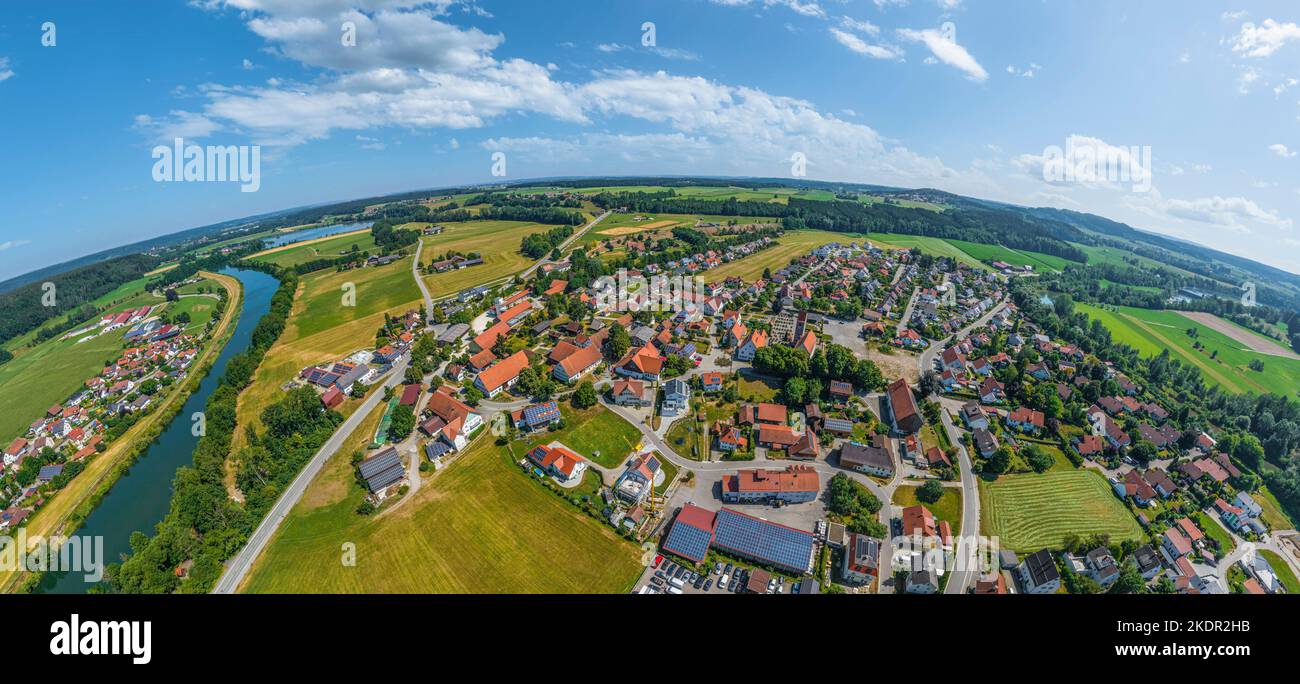 Aerial view to Altenstadt and Illereichen with its beautiful little ...