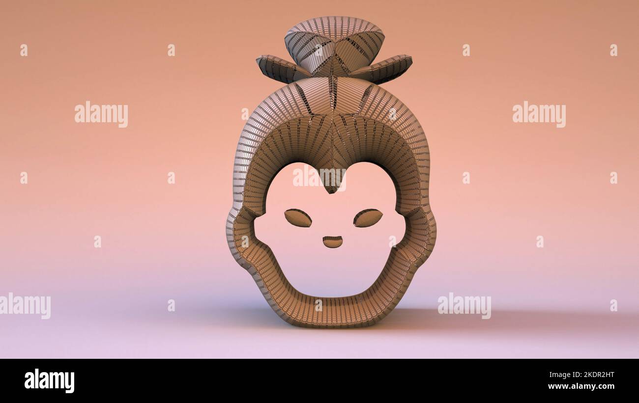 3D Illustration of an object-artefact-art piece from the era of the ...