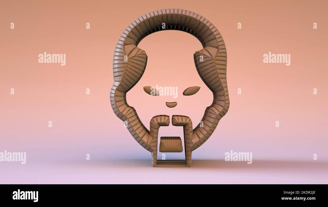 3D Illustration of an object-artefact-art piece from the era of the ...