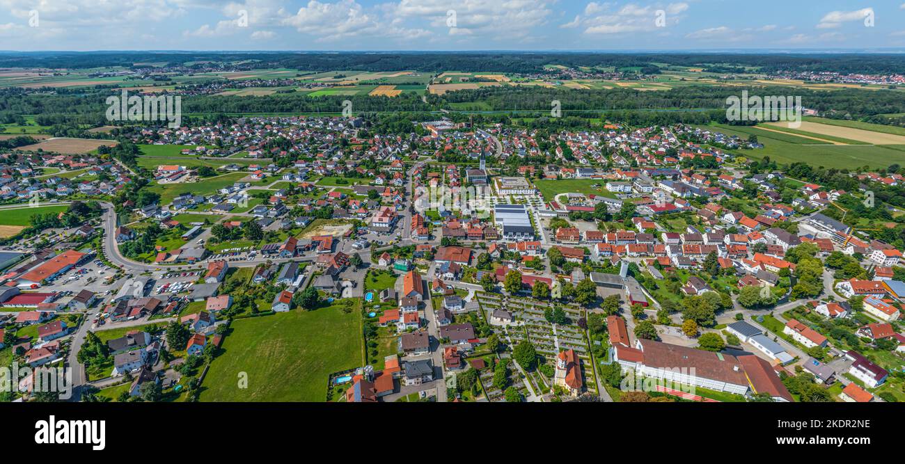 Aerial view to Altenstadt and Illereichen with its beautiful little ...