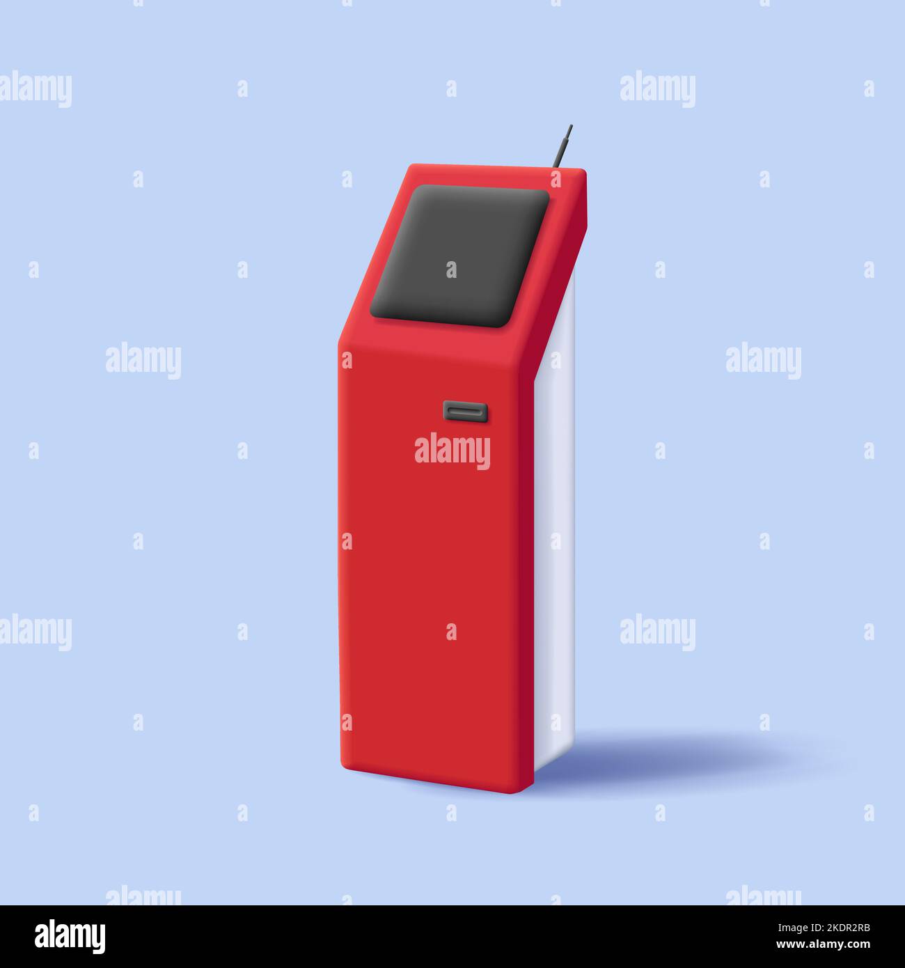 ATM terminal 3d illustration, in red and white colord, render style ...