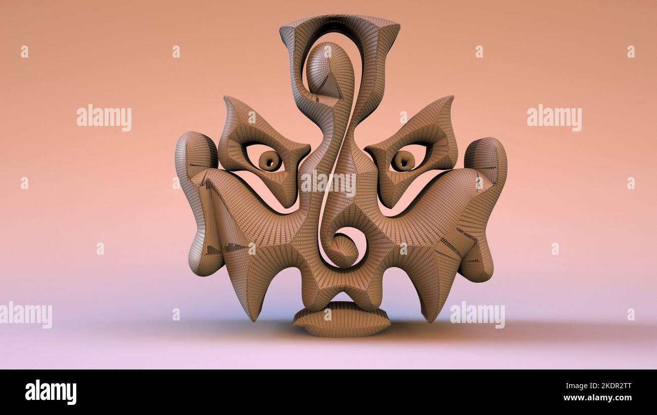 3D Illustration of an object-artefact-art piece from the era of the ...