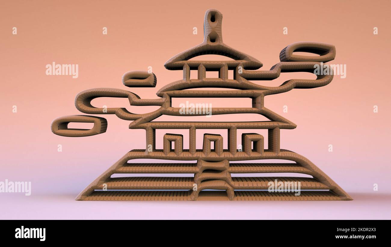3D Illustration of an object-artefact-art piece from the era of the ...