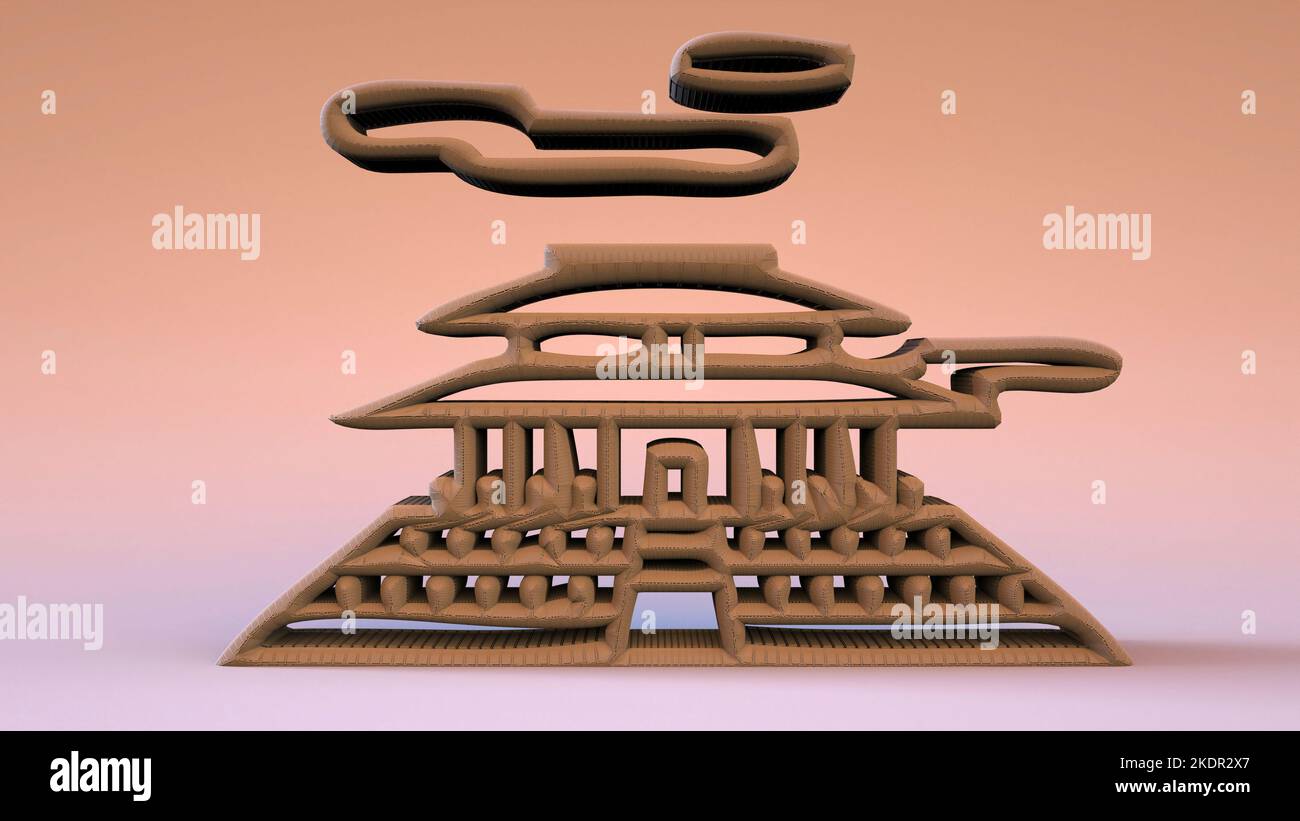 3D Illustration of an object-artefact-art piece from the era of the ...