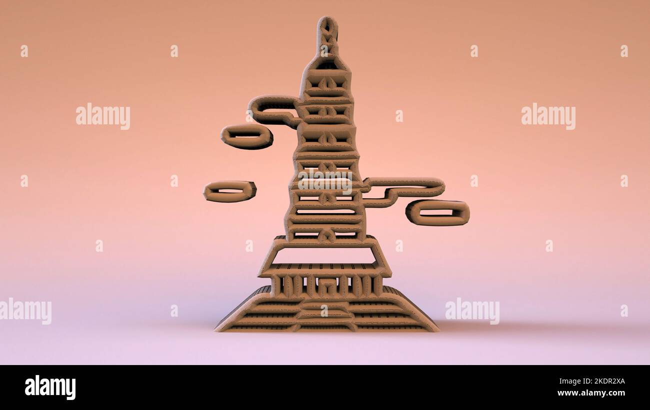 3D Illustration of an object-artefact-art piece from the era of the ...