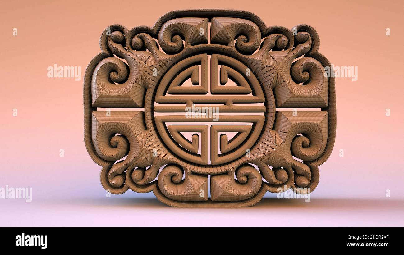 3D Illustration of an object-artefact-art piece from the era of the ...