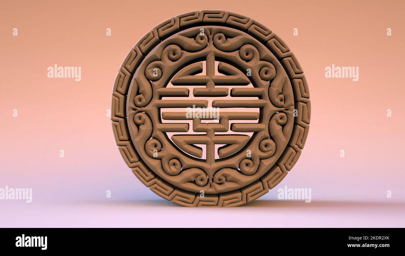 3D Illustration of an object-artefact-art piece from the era of the ...