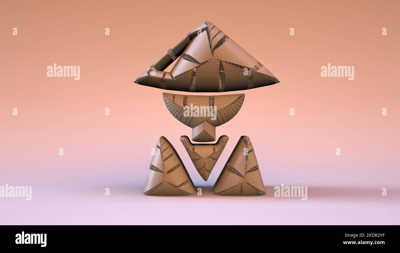 3D Illustration of an object-artefact-art piece from the era of the ...