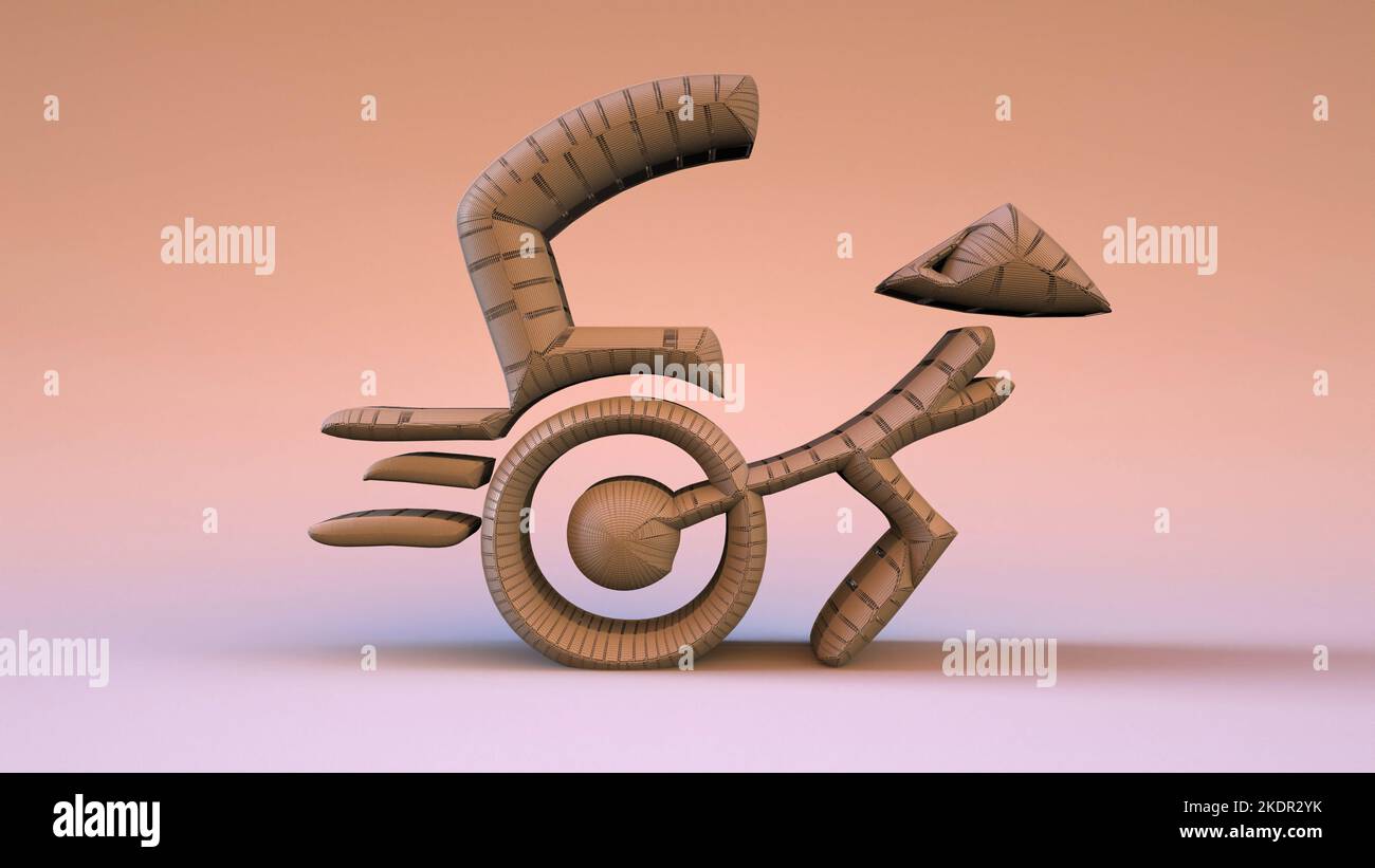 3D Illustration of an object-artefact-art piece from the era of the ...