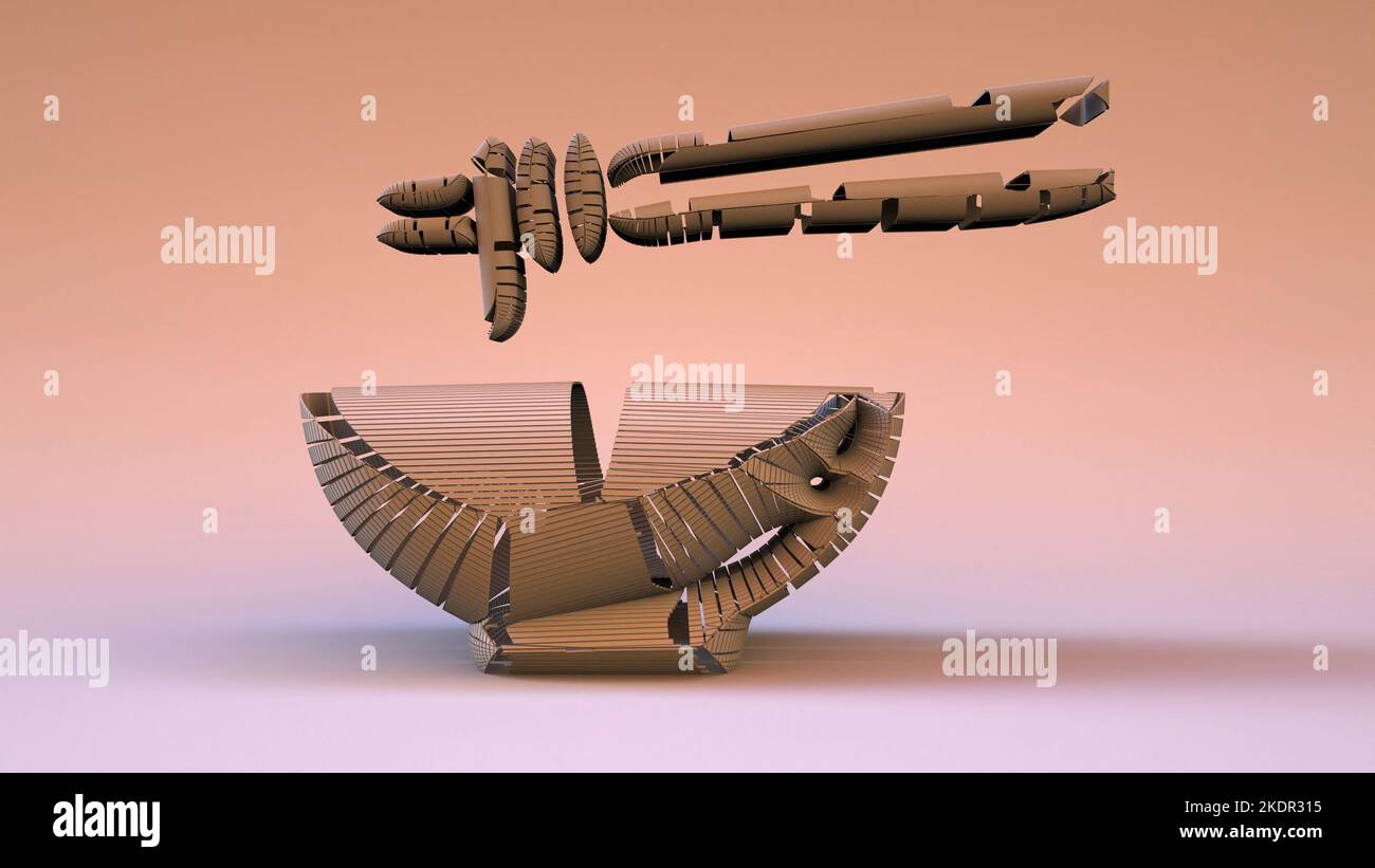 3D Illustration of an object-artefact-art piece from the era of the ...