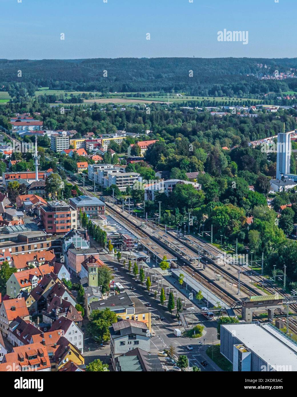 The beautiful old town of Memmingen and its surroundings from above ...