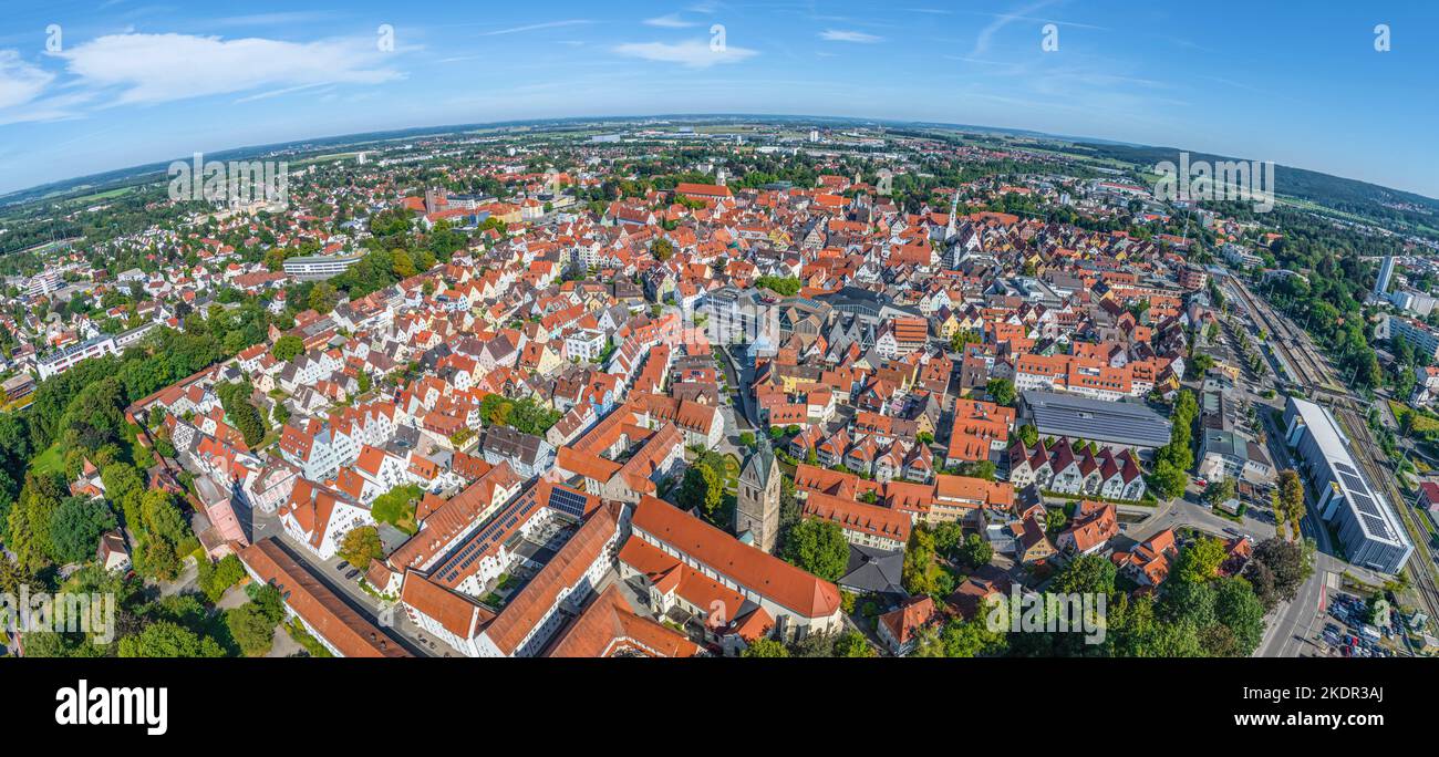 The beautiful old town of Memmingen and its surroundings from above ...