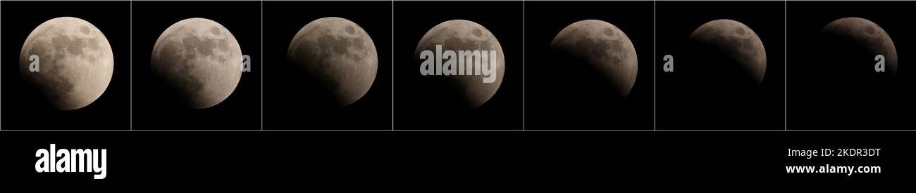 08th Nov, 2022. Total lunar eclipse This composite image shows a total lunar eclipse, in which ...