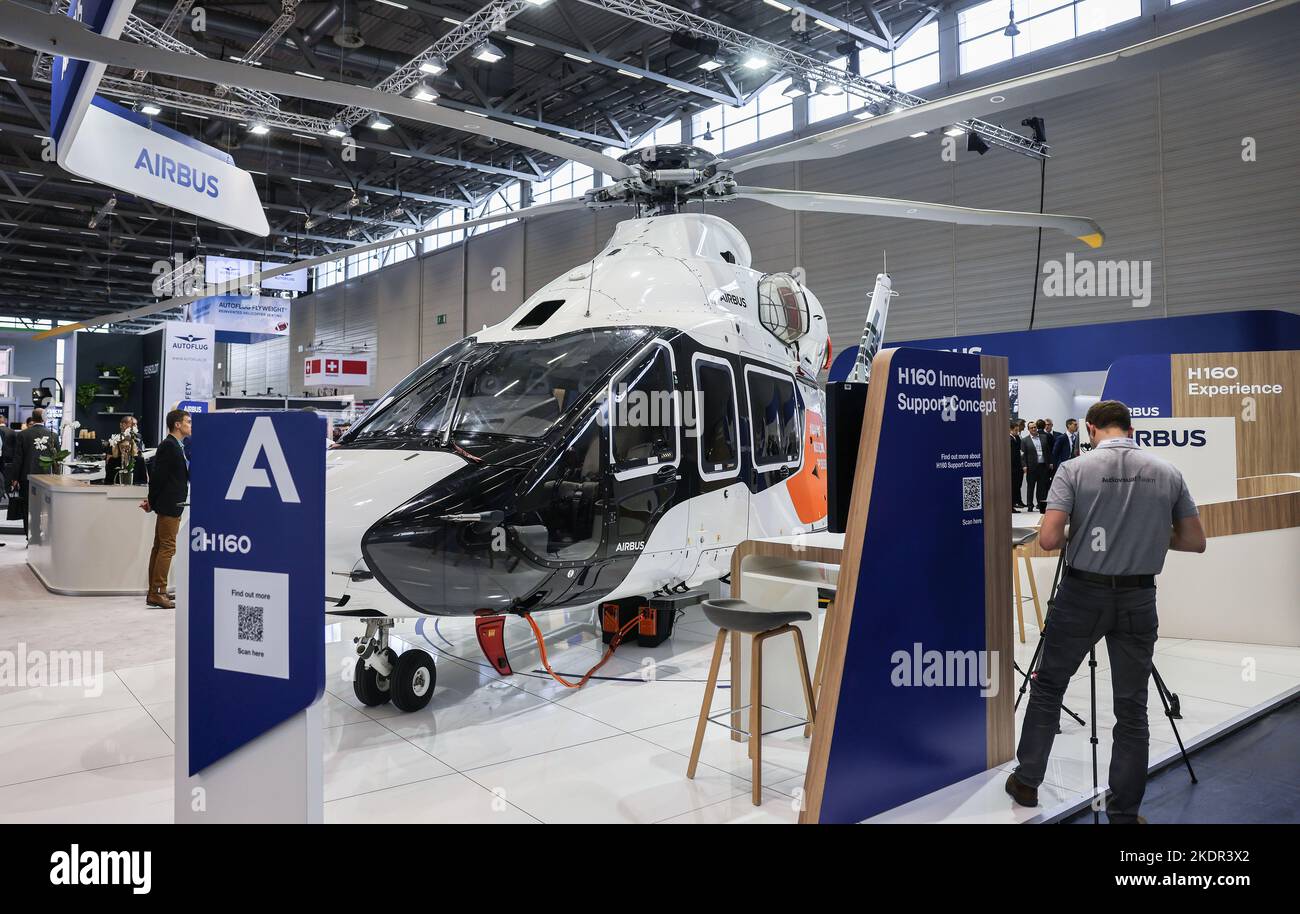Cologne, Germany. 08th Nov, 2022. The H-160 helicopter is on display at ...
