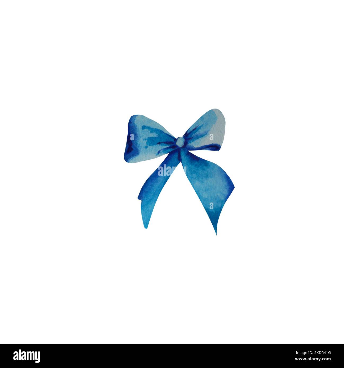 Blue bow. Watercolor illustration. Festive decoration. Birthday ...