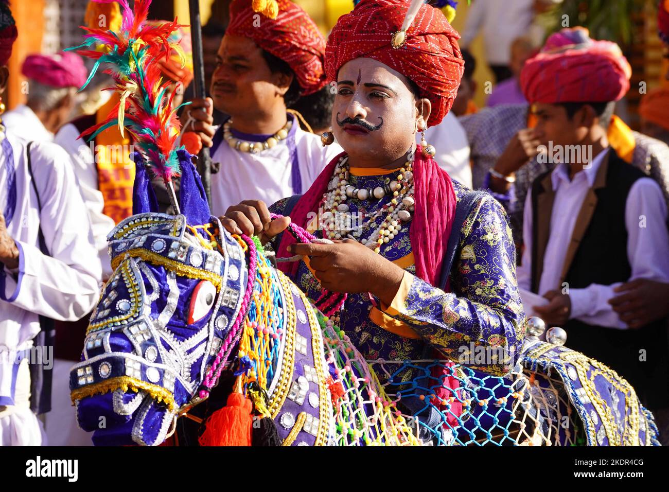 Artists take part in a spiritual walk During fair in Pushkar, Rajasthan ...