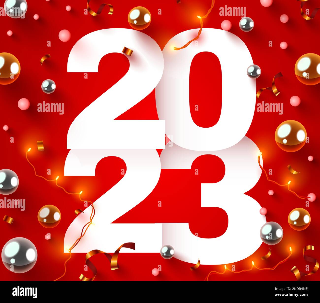 Happy New 2022 Year. Holiday numbers 2023 with confetti and garland ...