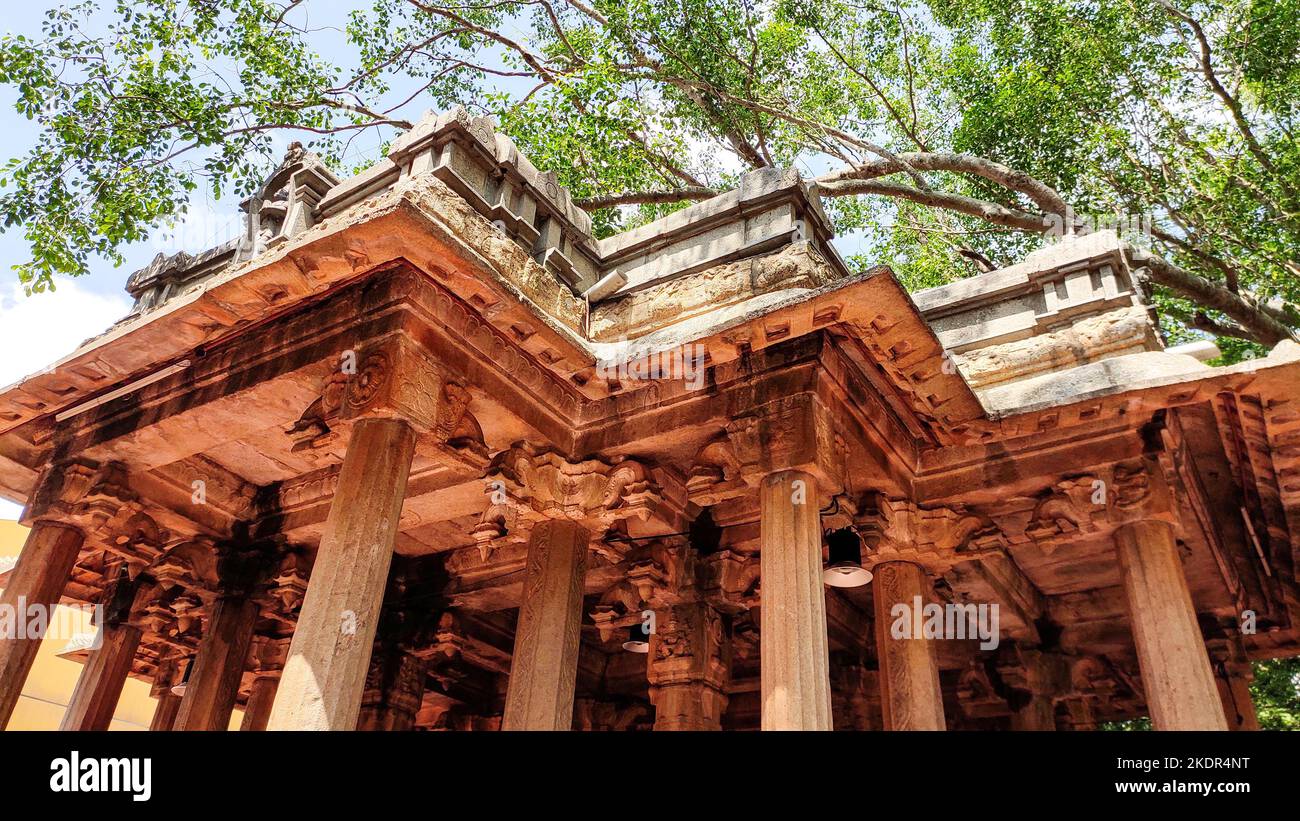 Intricate stone mandapam, Tirumala, Andhra Pradesh. Peaceful respite ...