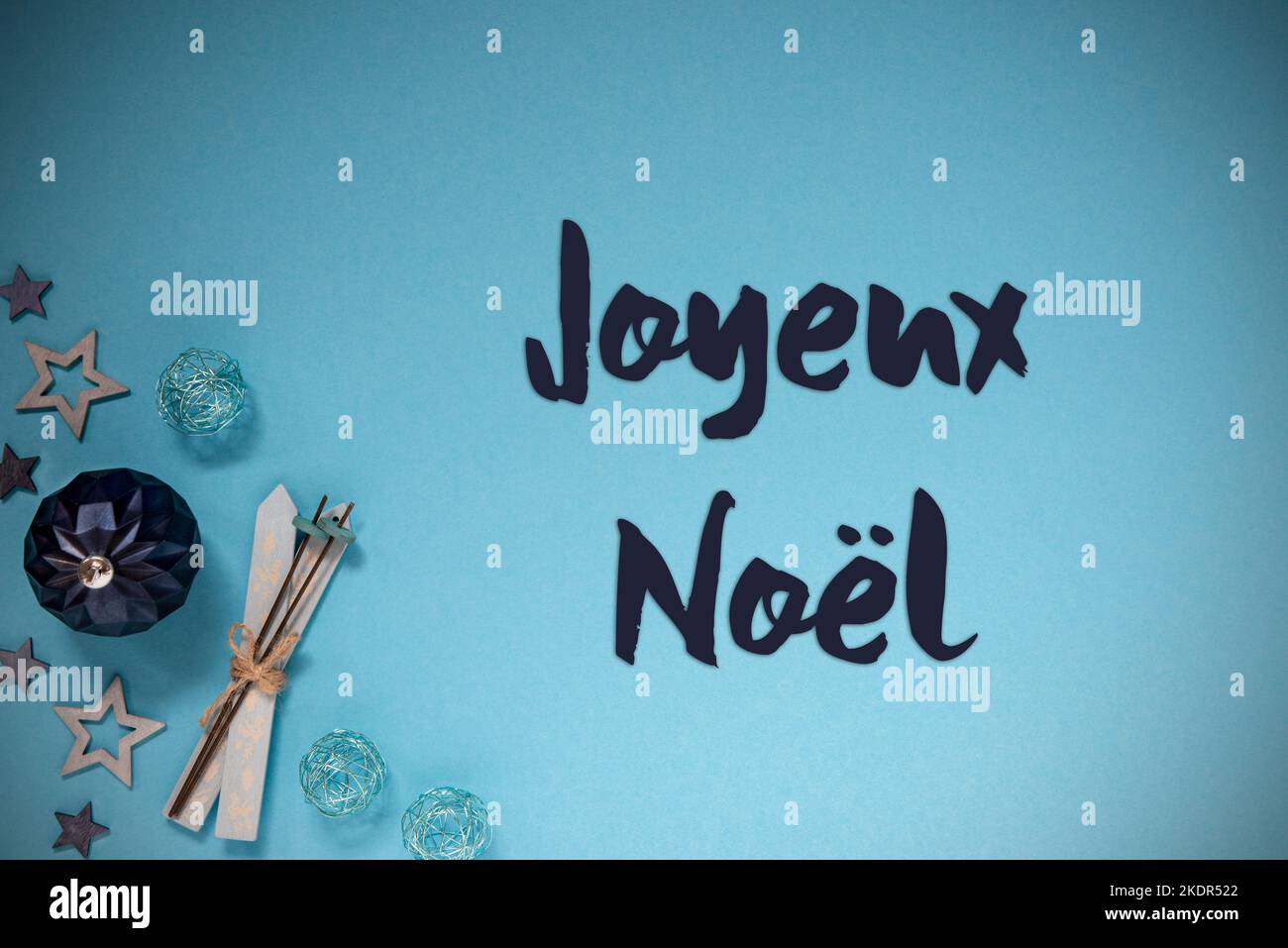 Blue Cold Christmas Background, Joyeux Noel Means Merry Christmas Stock ...