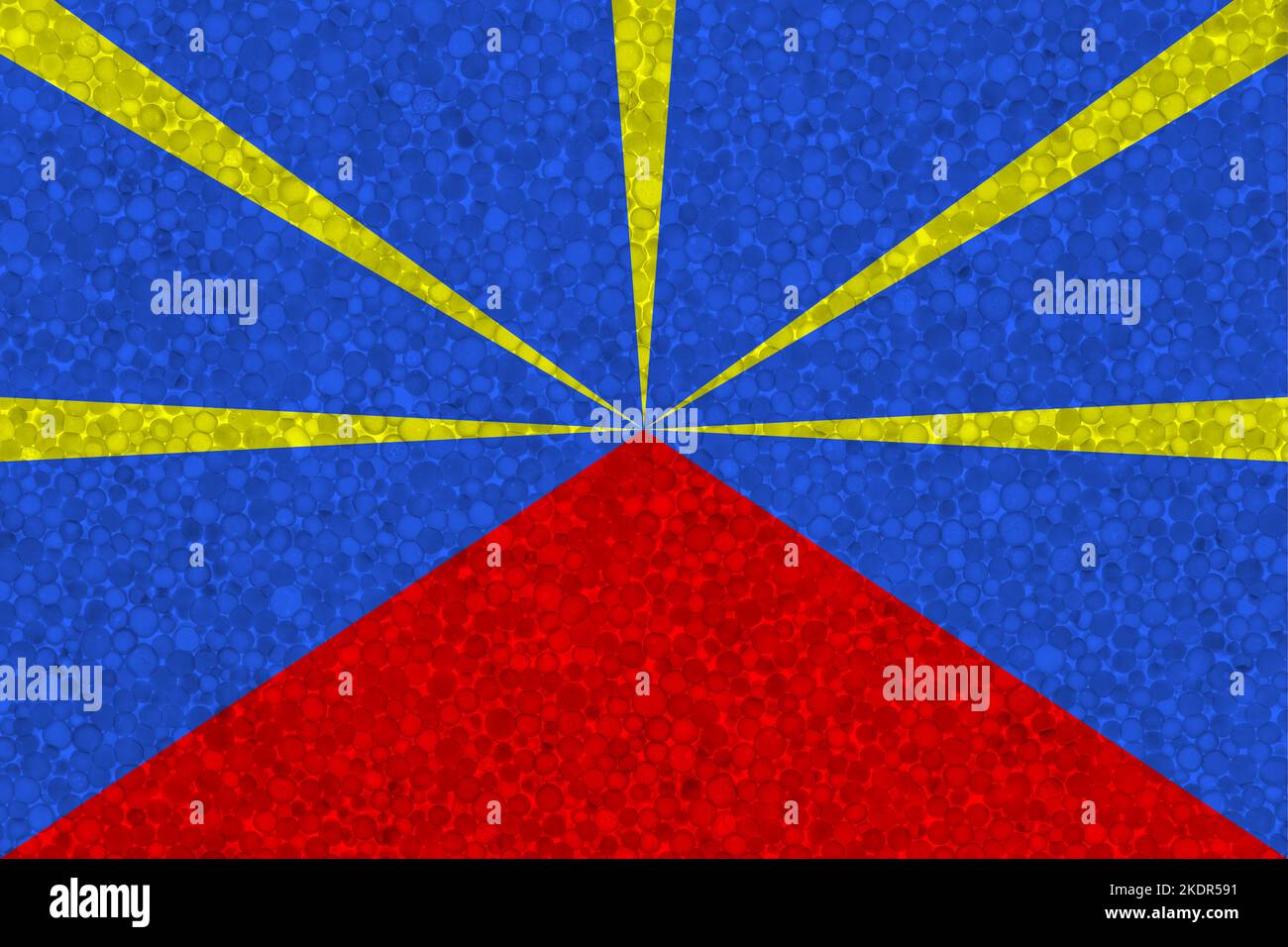 Flag of Reunion on styrofoam texture. national flag painted on the ...