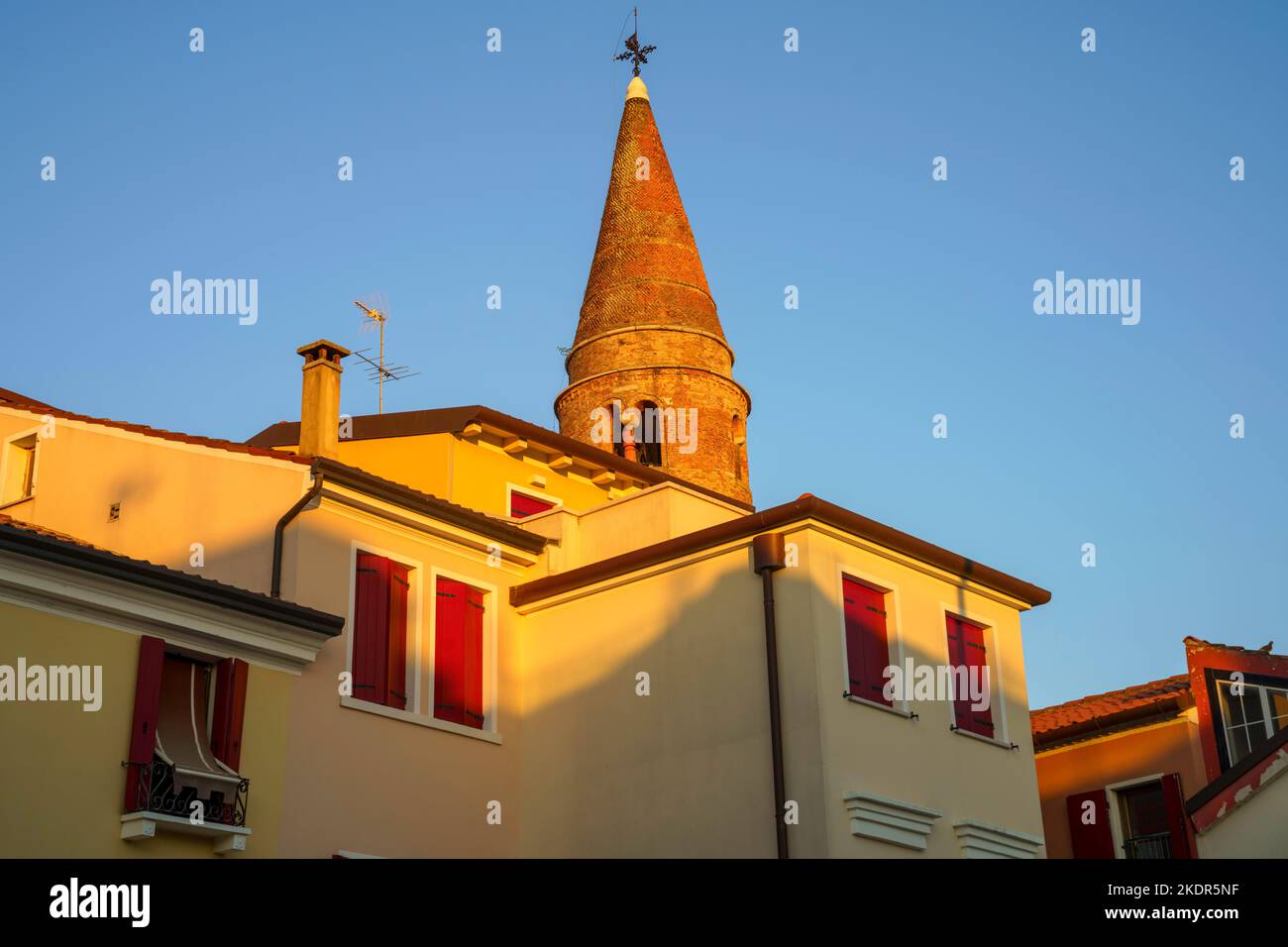 Typical colorful houses of Caorle, in Venice province, Veneto, Italy ...