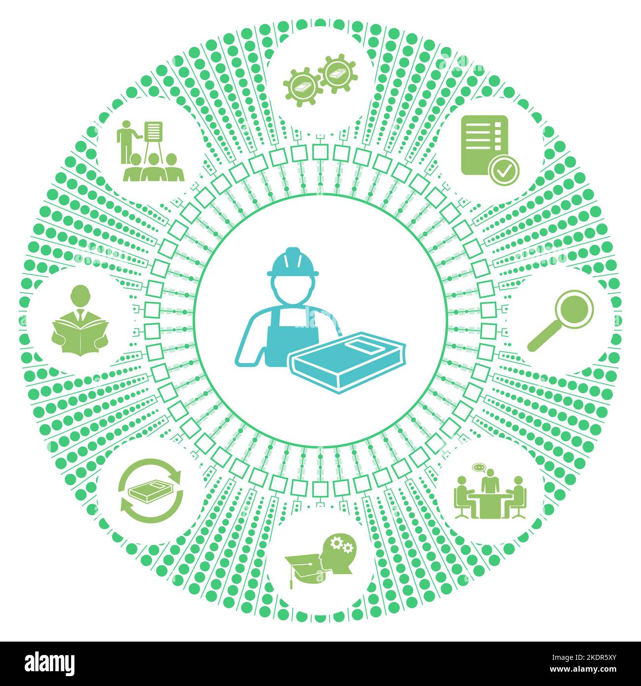 Concept of continuing education with connected icons Stock Photo - Alamy