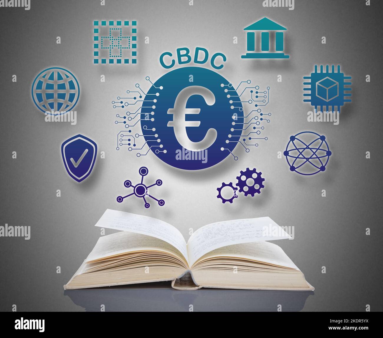 Cbdc concept above an open book Stock Photo - Alamy