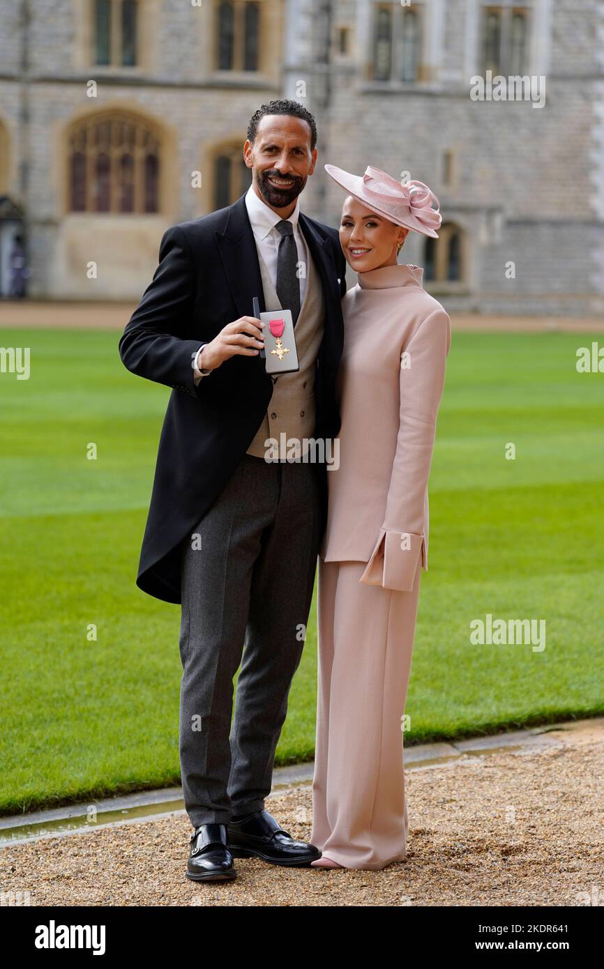 Rio Ferdinand and his wife Kate Ferdinand after being made an Officer ...