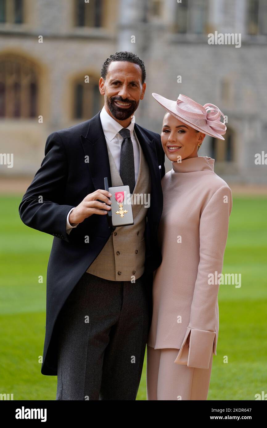 Rio Ferdinand and his wife Kate Ferdinand after being made an Officer ...