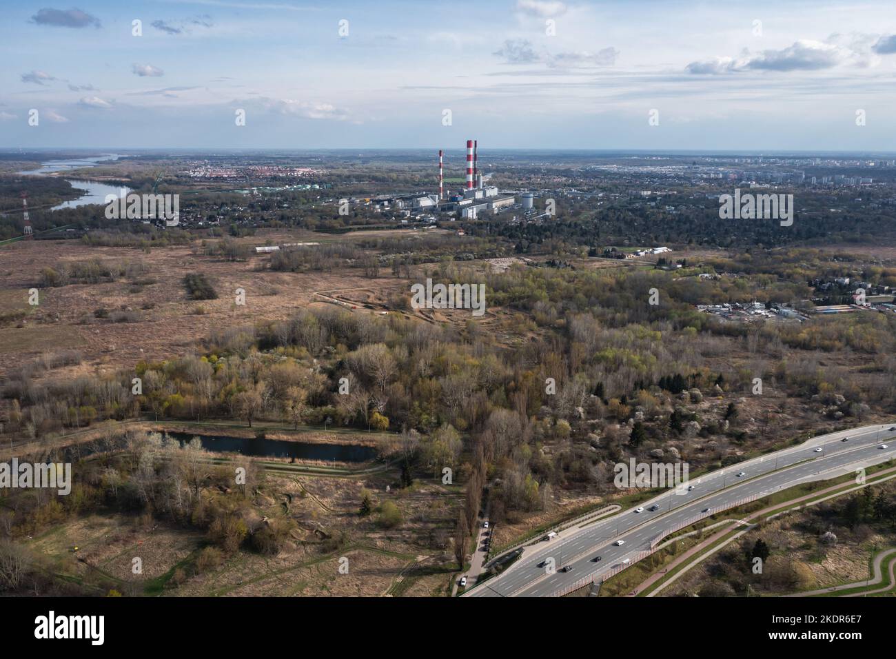 Siekierki Power Station and Jozef Beck Avenue, part of Trasa ...