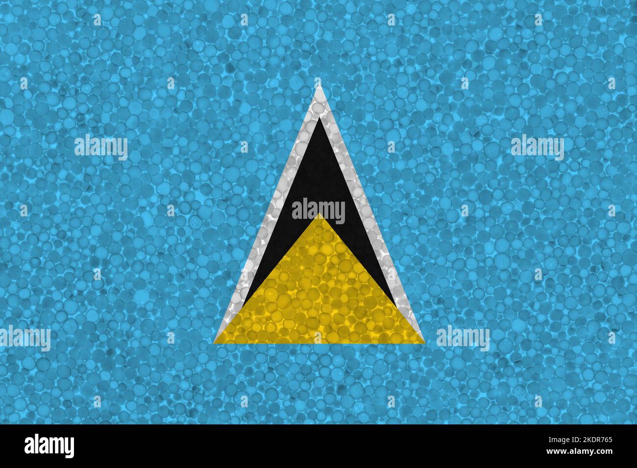 Flag of Saint Lucia on styrofoam texture. national flag painted on the ...