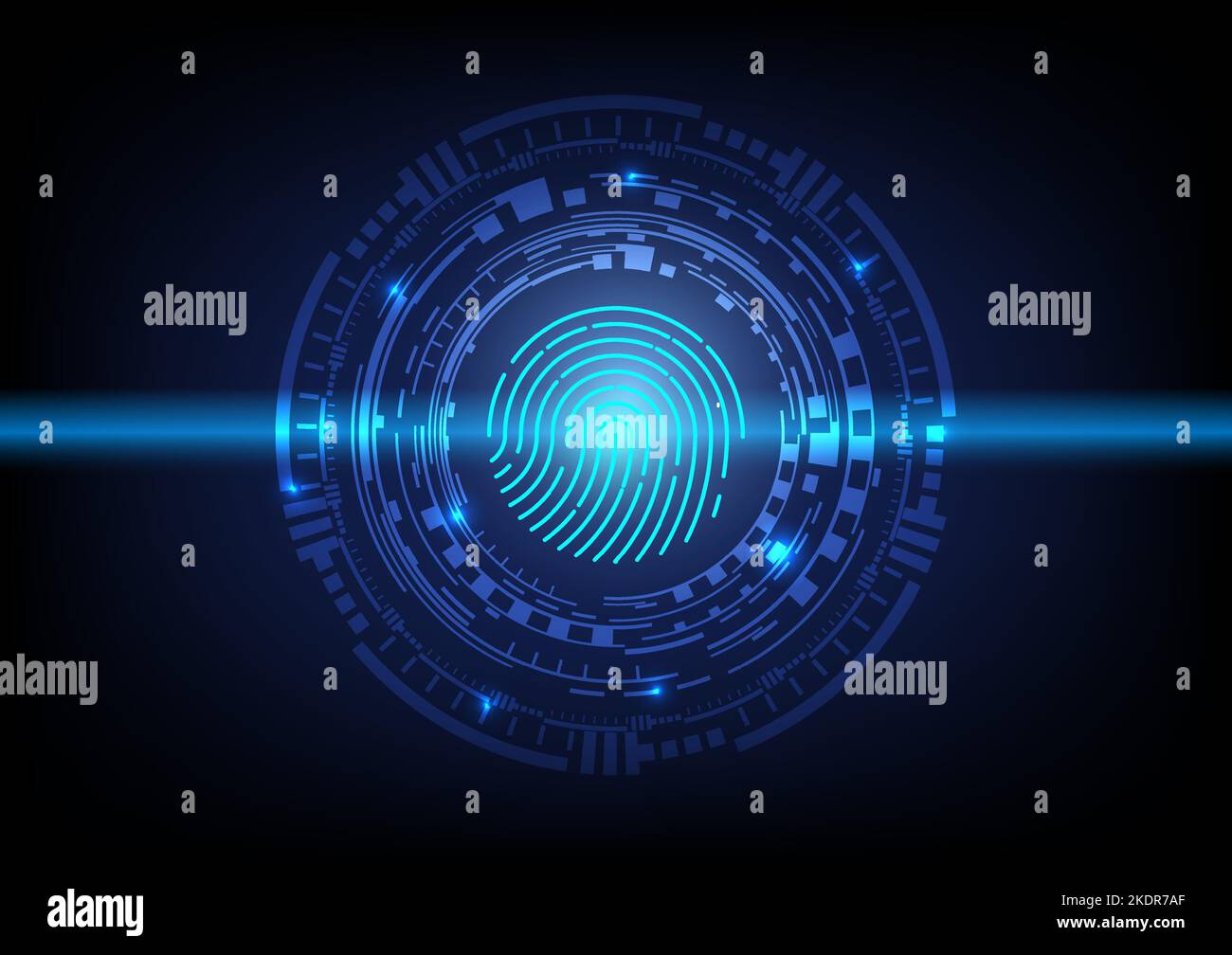 Abstract security concept. Fingerprint on futuristic technology ...