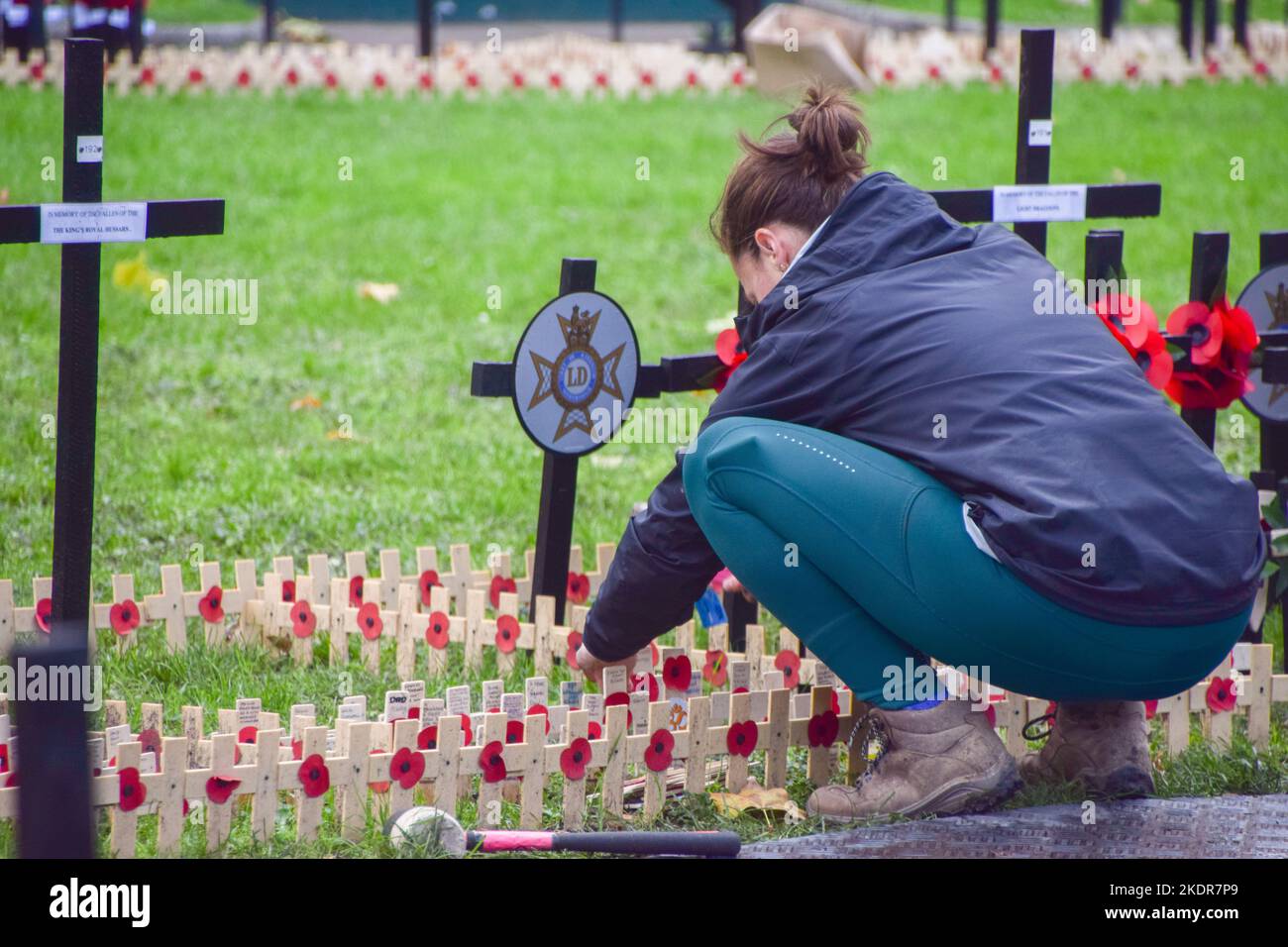 London, UK. 8th November 2022. Volunteers have begun planting crosses ...