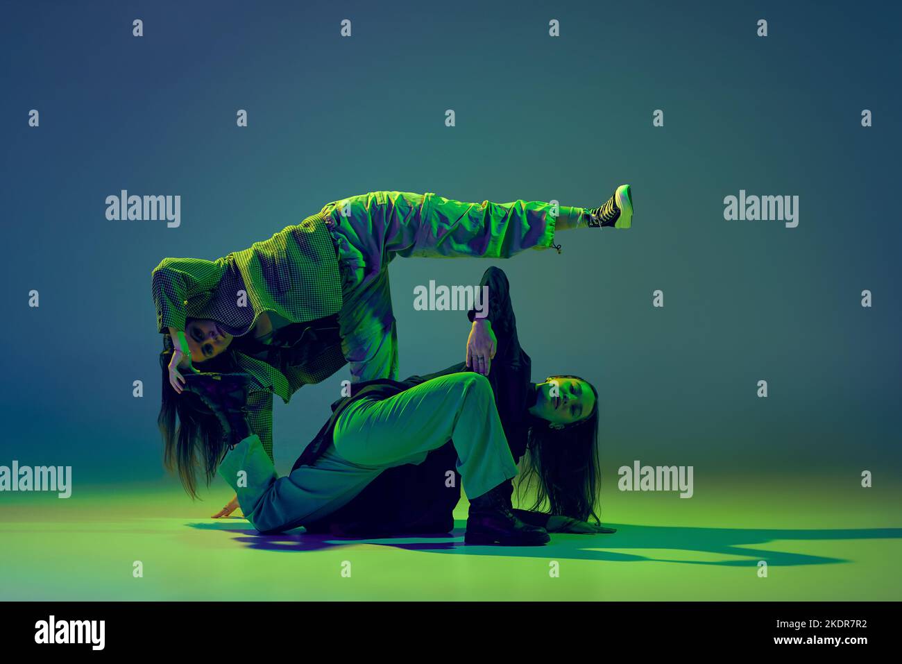 Ways. Two dancers, stylish fashionable dance couple dancing ...