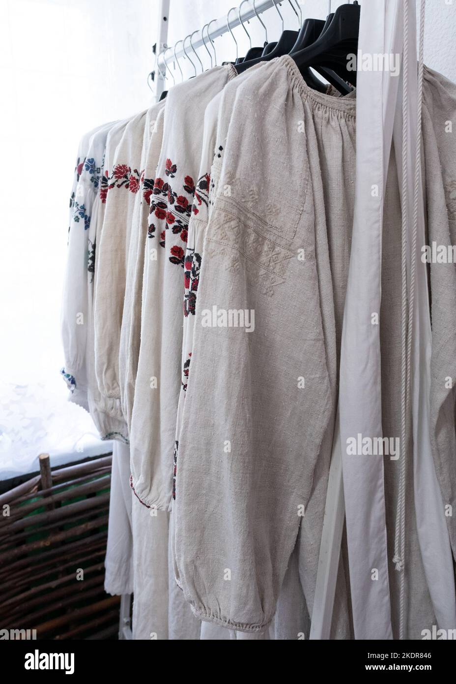 Vyshyvanka - Ukrainian national outfit. Cross stitch in red, black and ...