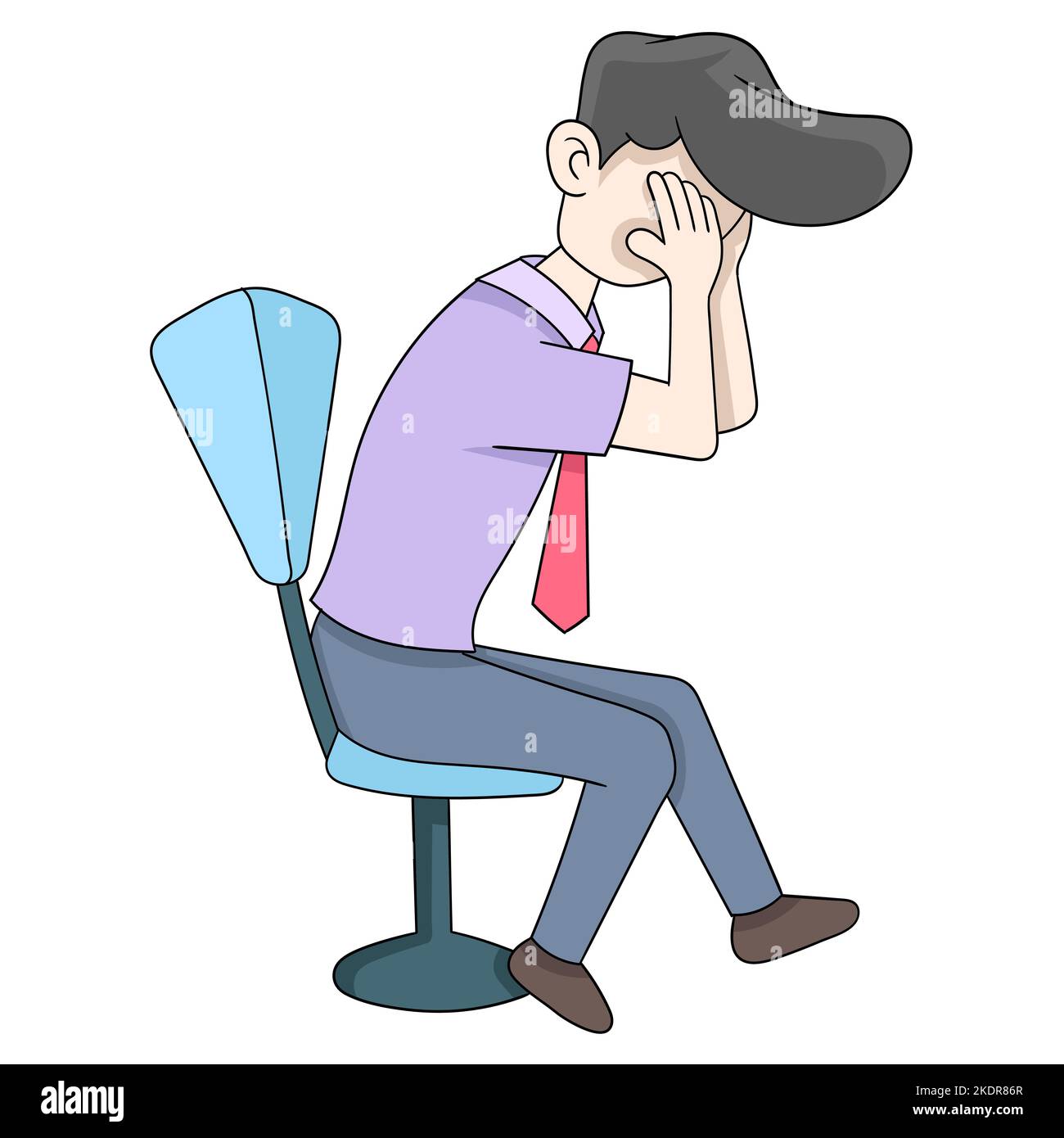 illustration of overworked man showing tired and stressed expression ...