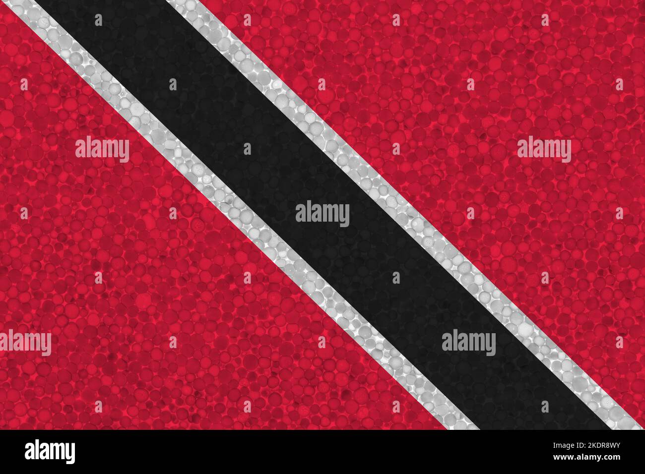 Flag of Trinidad and Tobago on styrofoam texture. national flag painted ...