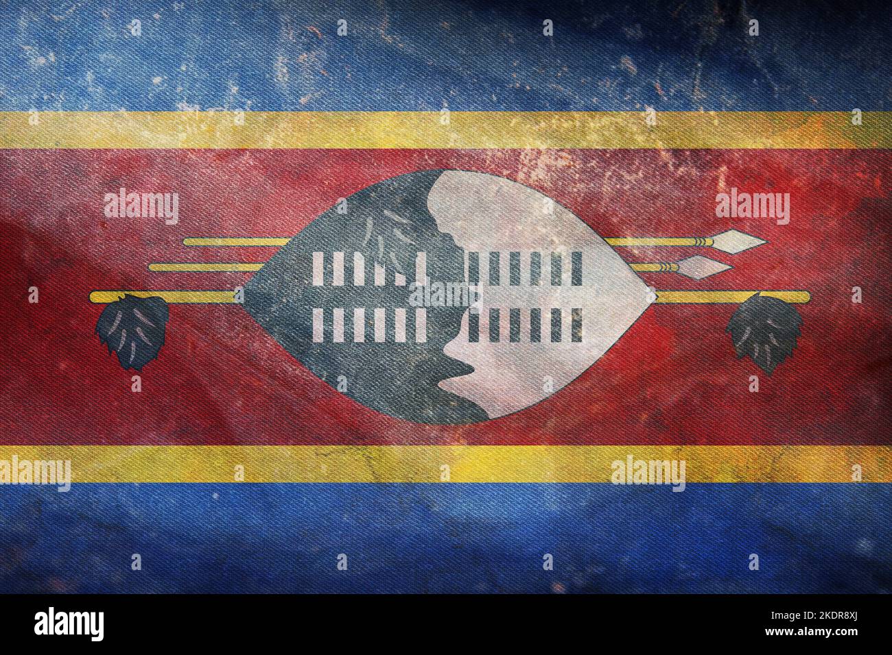 retro flag of Bantu peoples Swazi people with grunge texture. flag ...