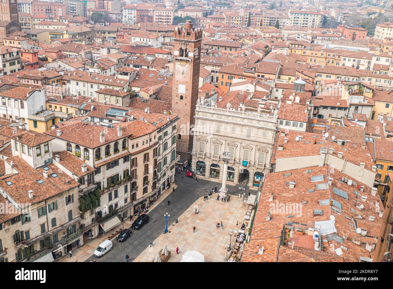 Verona, Italy - 03-04-2022: Aerial view of the famous Square of Erbe in ...