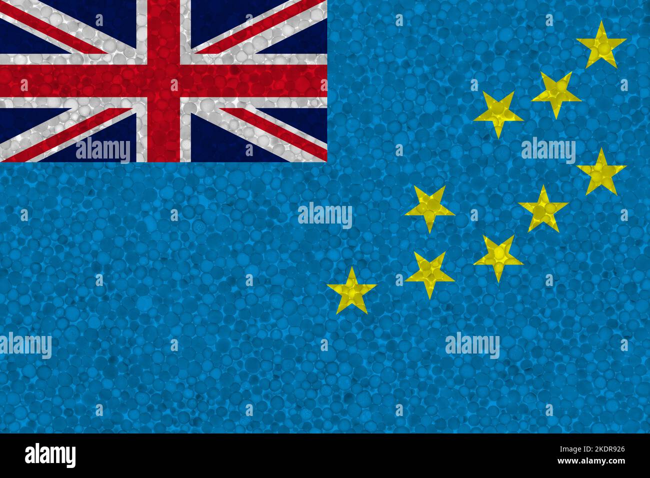 Flag of Tuvalu on styrofoam texture. national flag painted on the ...