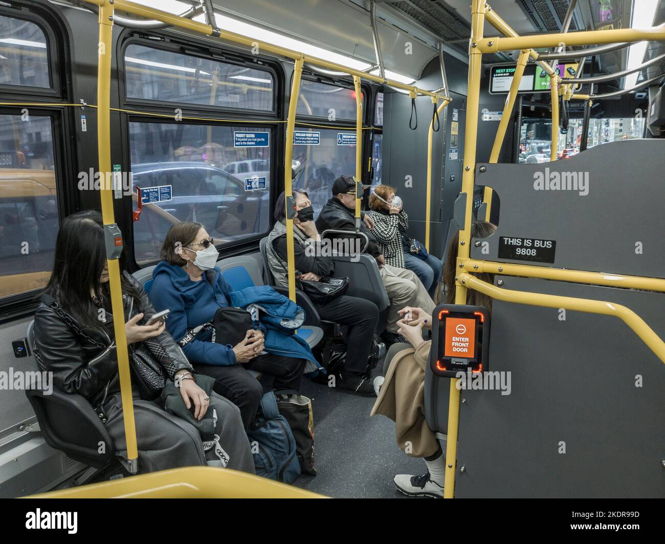 Passengers on an NYCTA M3 bus on Fifth Avenue in New York on Saturday ...
