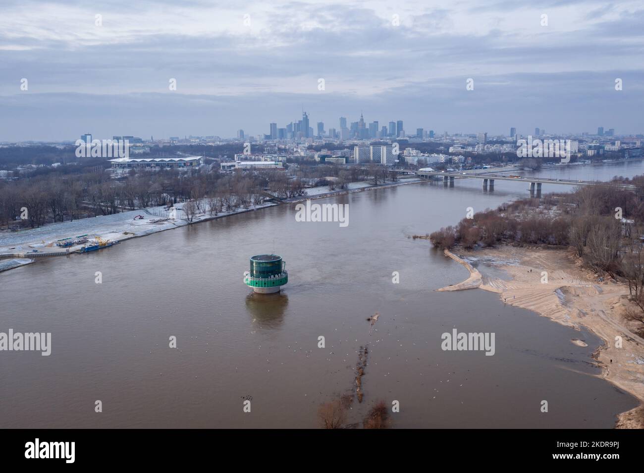 Vistula River in Warsaw, capital of Poland, view with Gruba Kaska water ...