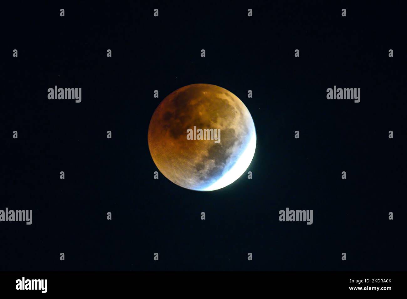 New York, USA. 8th Nov, 2022. A total lunar eclipse is seen over New ...