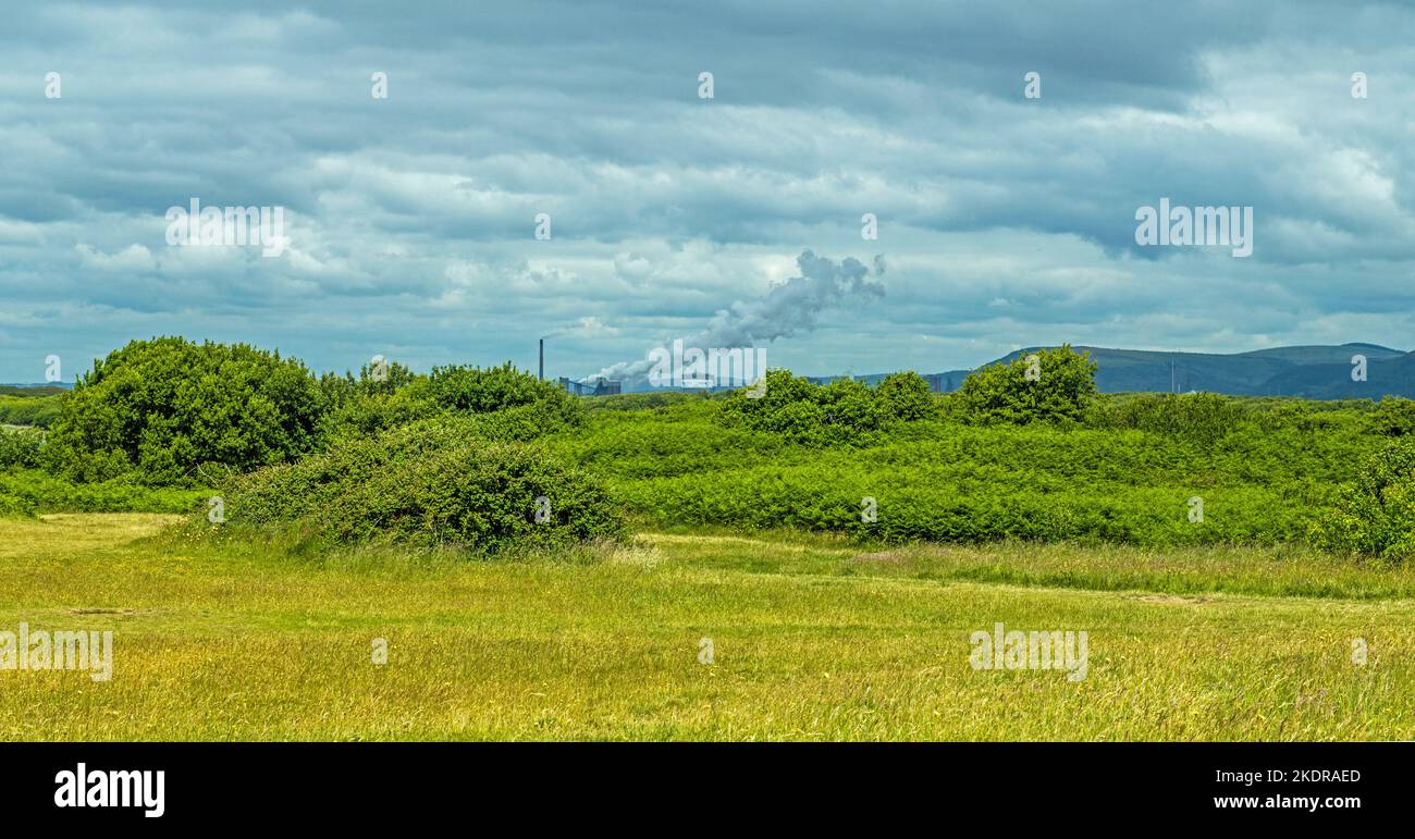 The view across a part of Kenfig Dunes Nature Reserve towards the Port ...