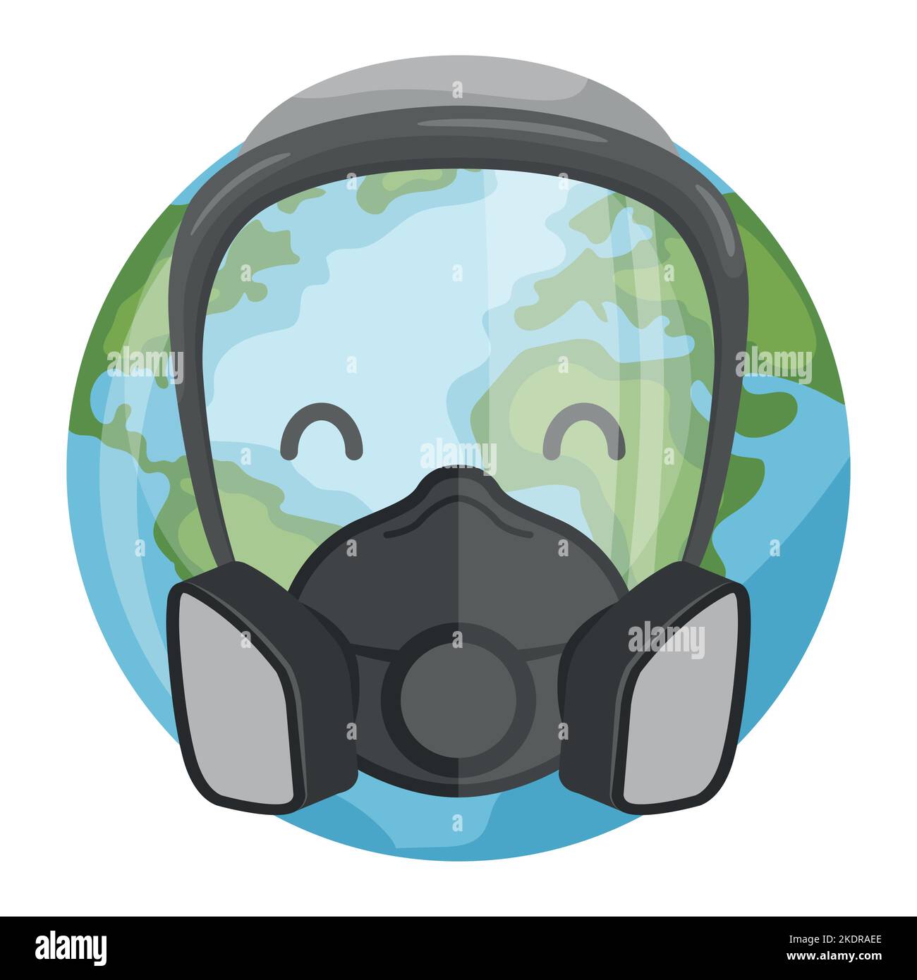 Cartoon planet earth design with respiratory mask for earth day ...