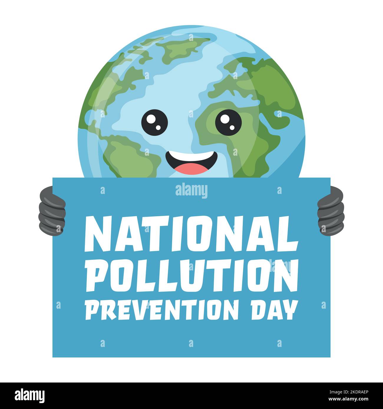 Cartoon happy planet earth holding sign for earth day, national ...