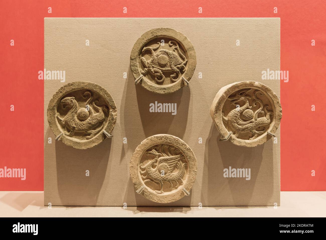 Palace of han dynasty dragon white tiger rosefinch basaltic grain eaves ...