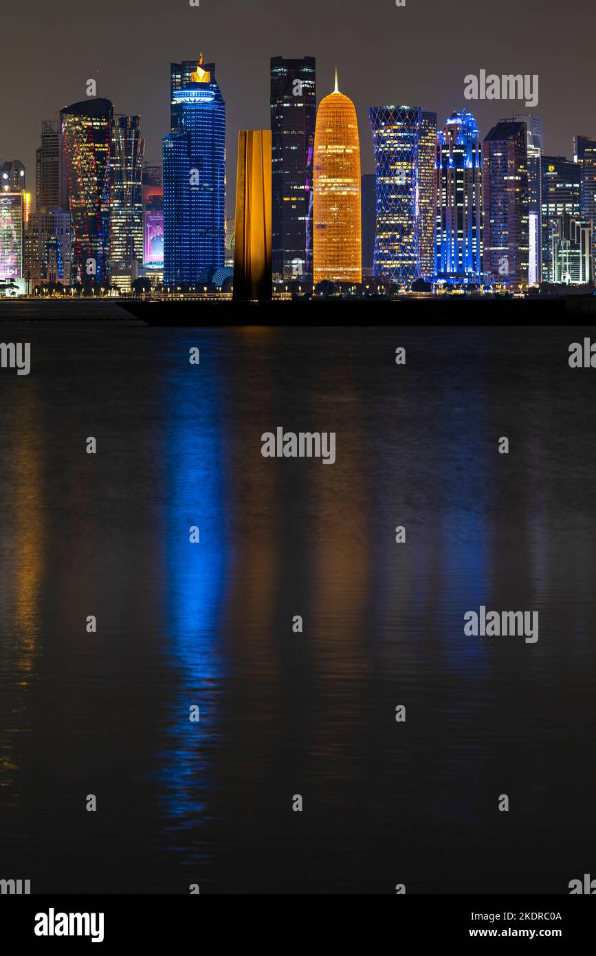 Doha Downtown At Night Stock Photo - Alamy