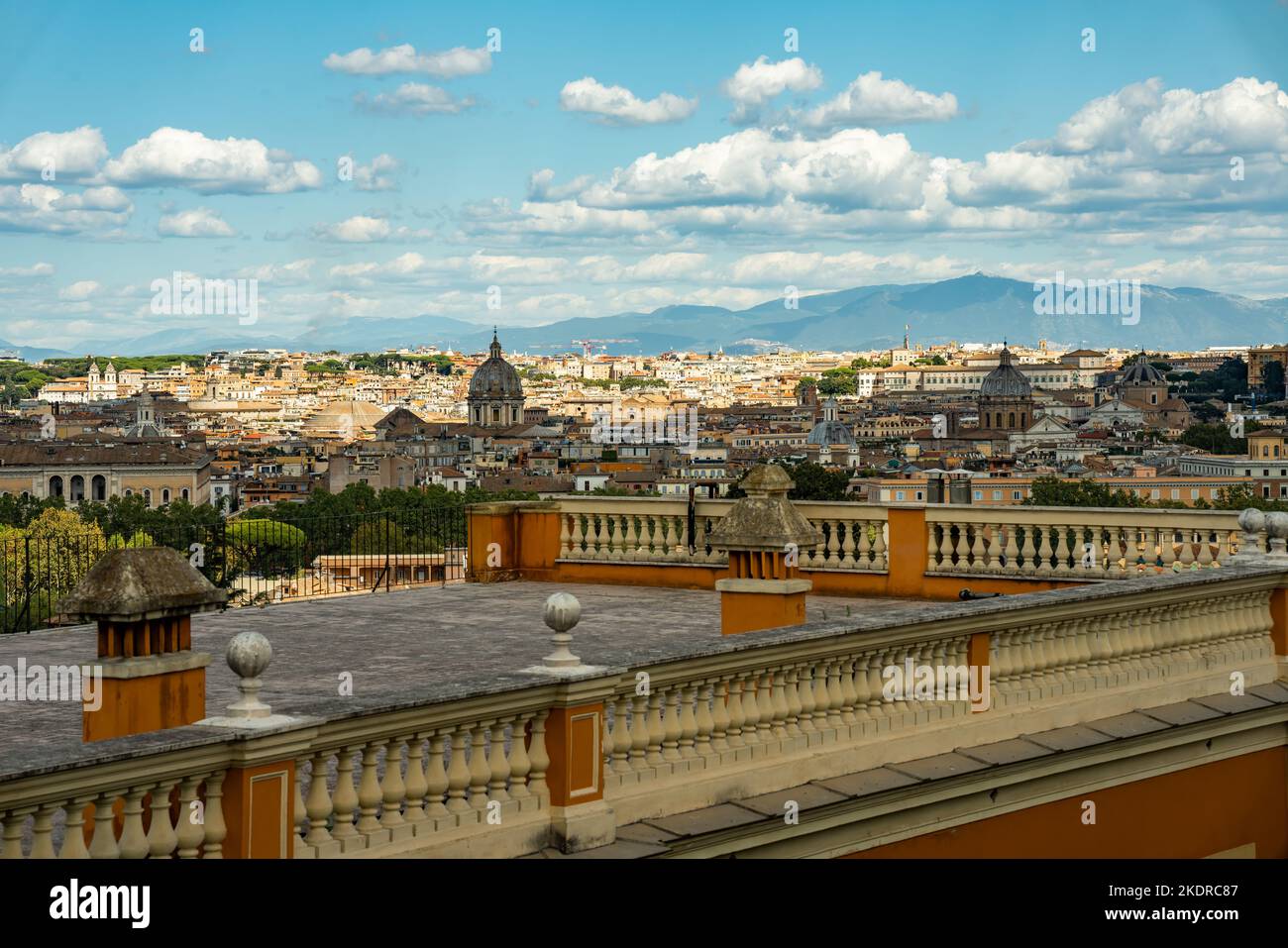 View of Rome from Belvedere del Gianicolo terrace. The Janiculum ...