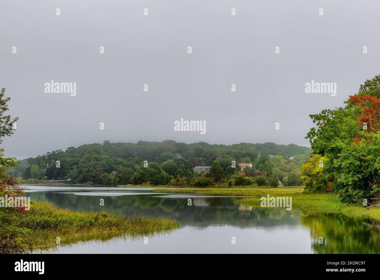View of inland waters along the shoreline of Marblehead, Massachusetts ...